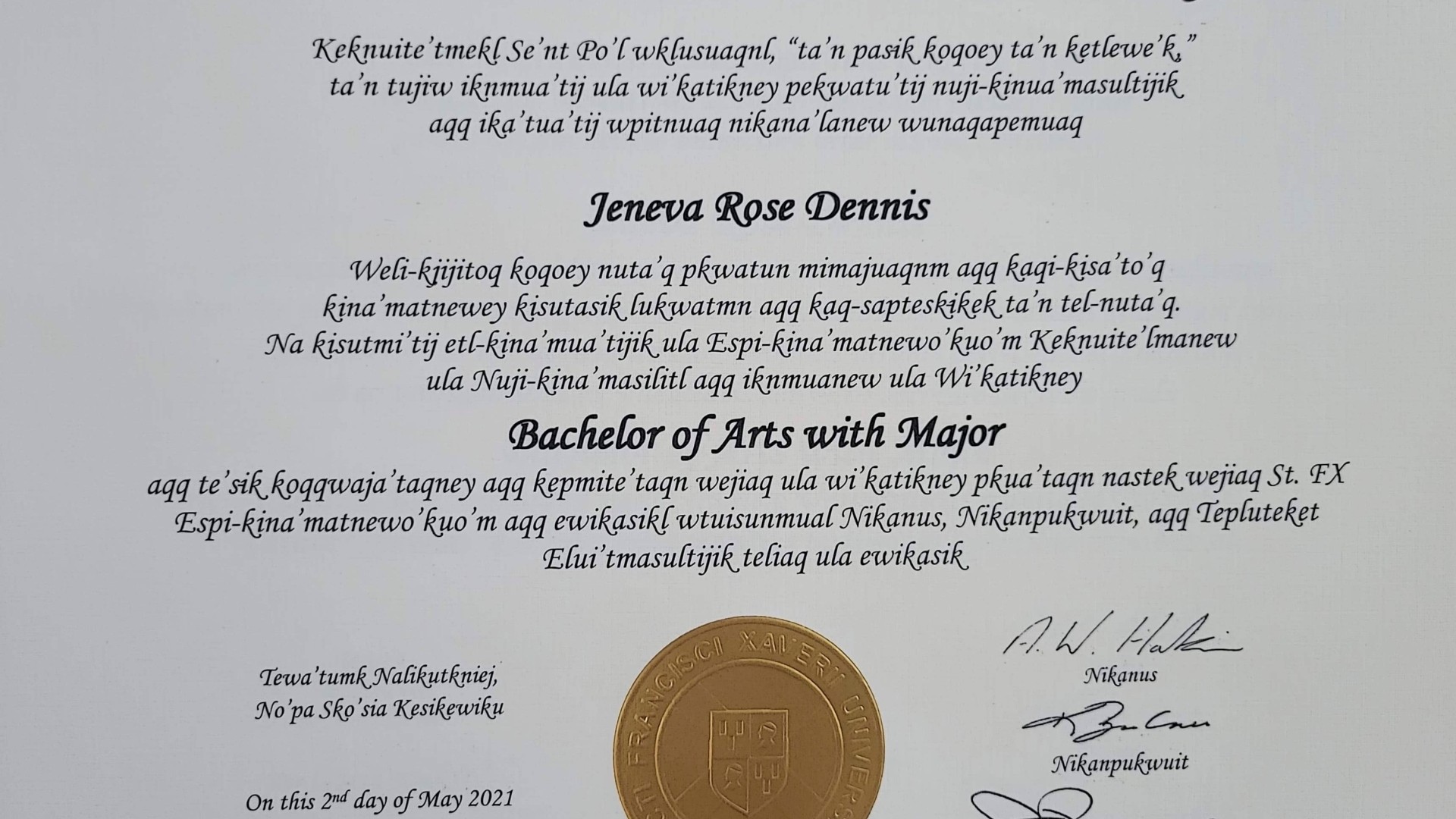 StFX offers all graduates degree parchments written in Latin and in Mi ...